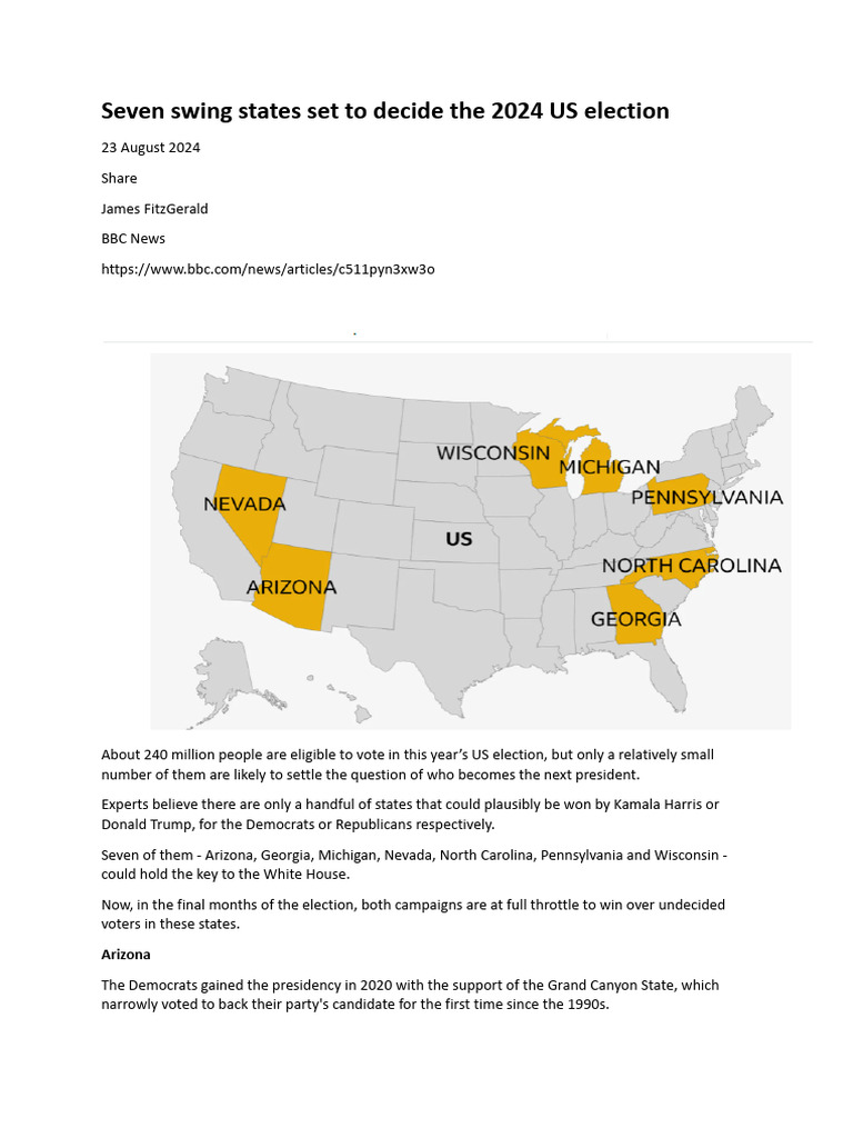BBC Seven Swing States Set To Decide The 2024 US Election | PDF | Joe ...