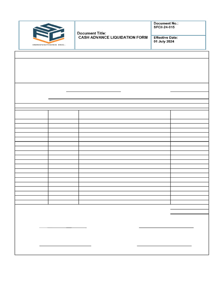 Cash Advance Liquidation Form | PDF