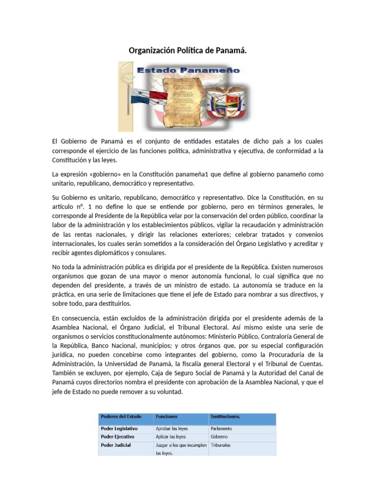 Organización Política de Panamá | PDF | Nación | Panamá