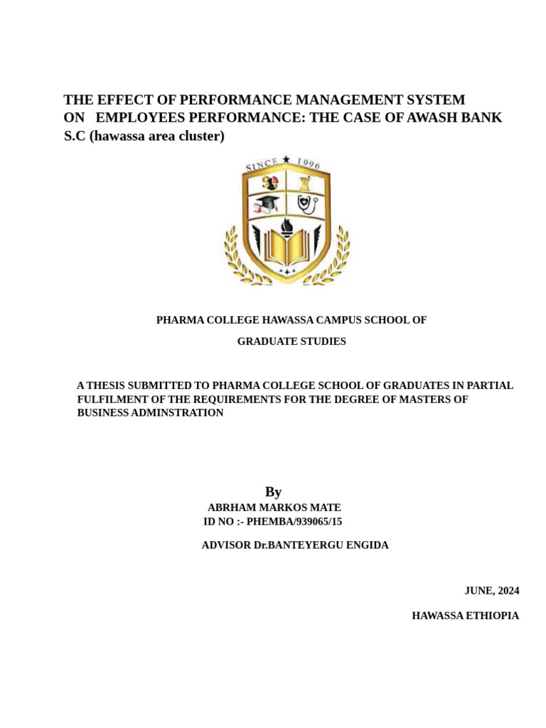 Abrham Markos MBA Thesis - Final - Docx Befor Edit | PDF | Performance Appraisal | Leadership