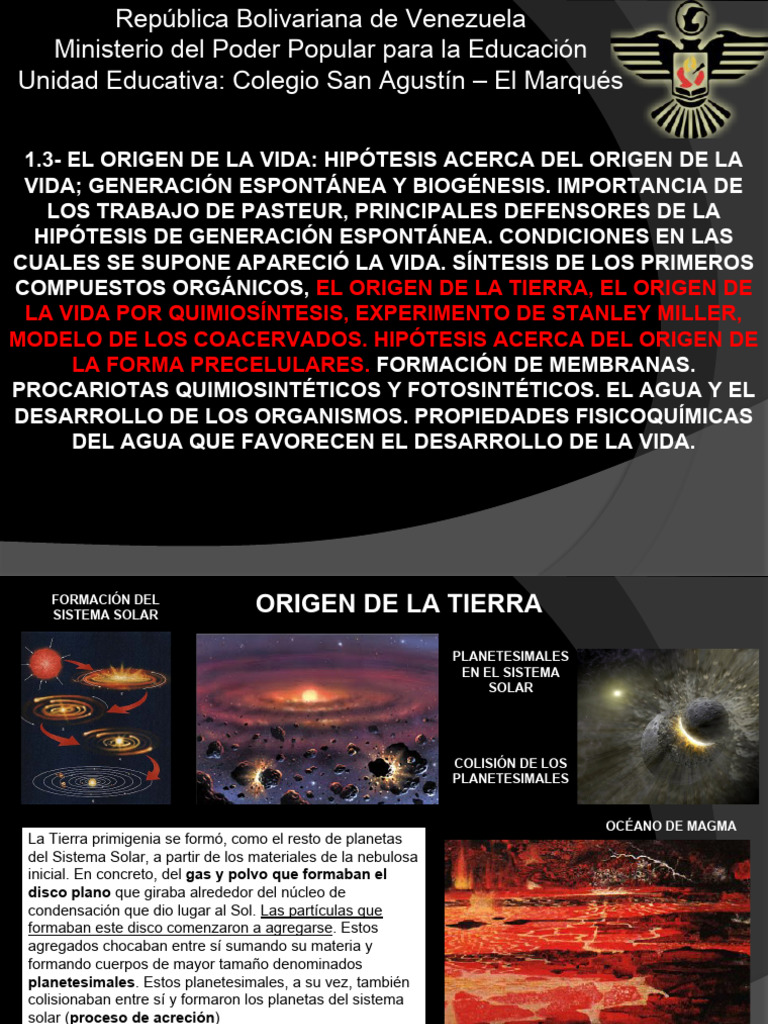 Origen de la Vida y Formación de la Tierra | PDF | Abiogénesis ...