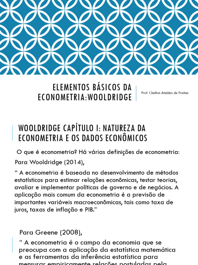 Aula 1 - Revisão de Econometria | PDF | Econometria | Economia