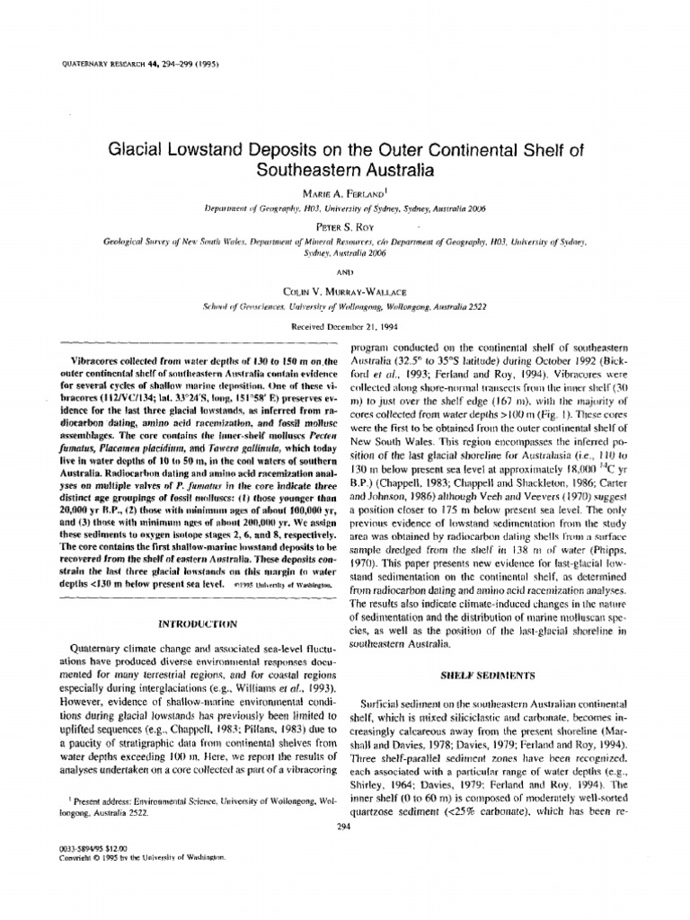 Glacial Lowstand Deposits On The Outer C | PDF | Radiocarbon Dating ...
