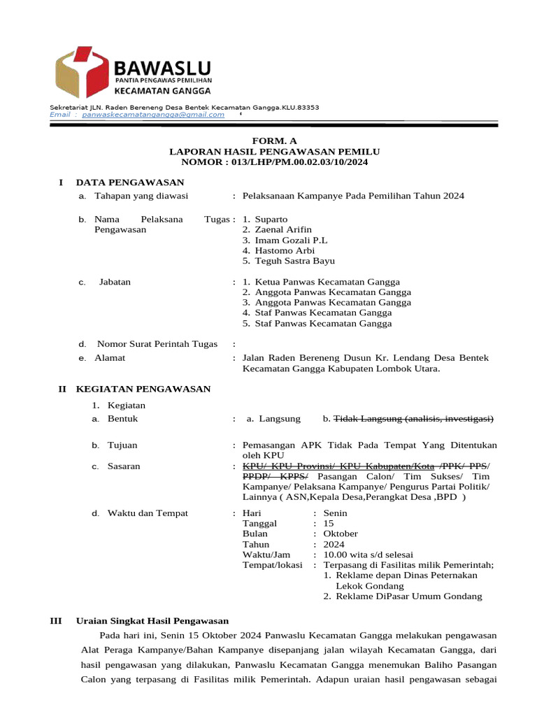 Form A Temuan Apk Tempat Dilarang | PDF