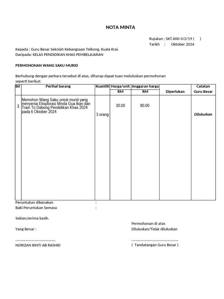 Nota Minta | PDF