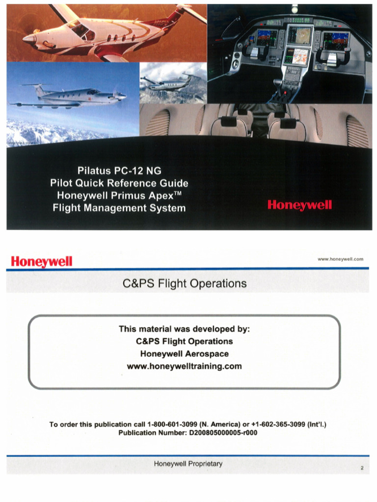Pilatus Pc12 Ng Apex Pilot Quick Reference Guide Honeywell Apex Primus