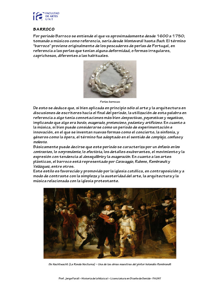 Historia y Evolución del Barroco Musical | PDF | Concierto | Clave