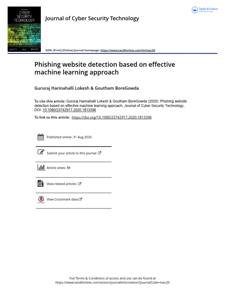 Harinahalli Phishing Website Detection Based On Effective Machine Learning Approach | PDF ...