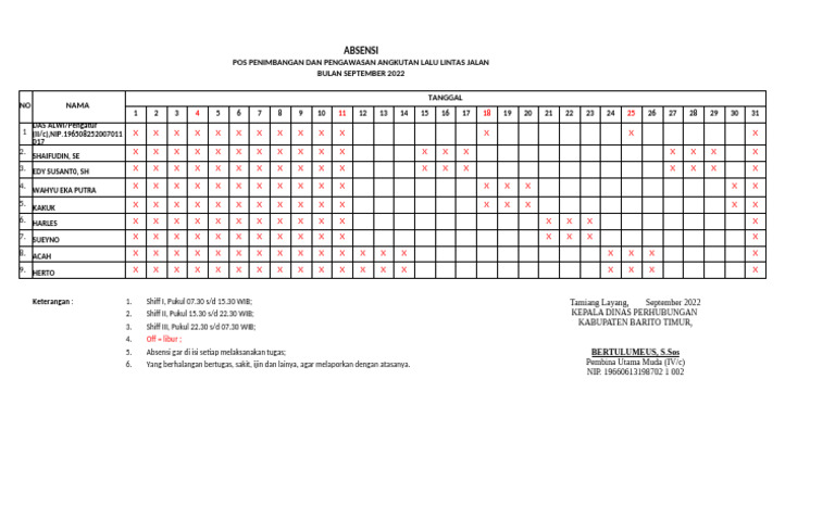 Absensi September-2 | PDF