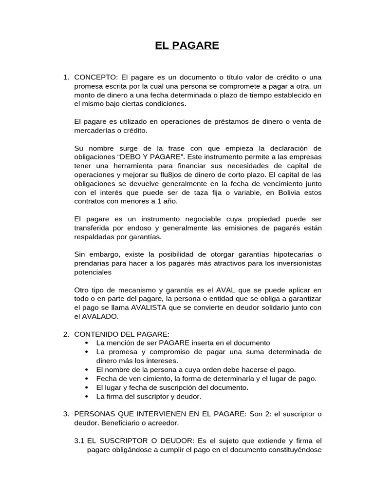 EL PAGARE | PDF | Dinero | Economias