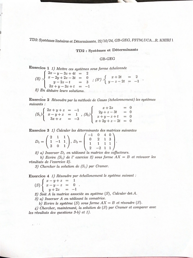 TD2 Alg | PDF