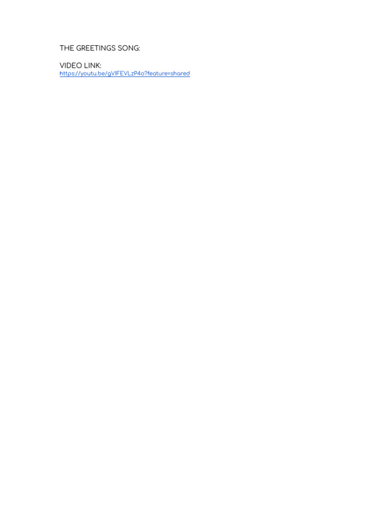 The Greeting Song | PDF