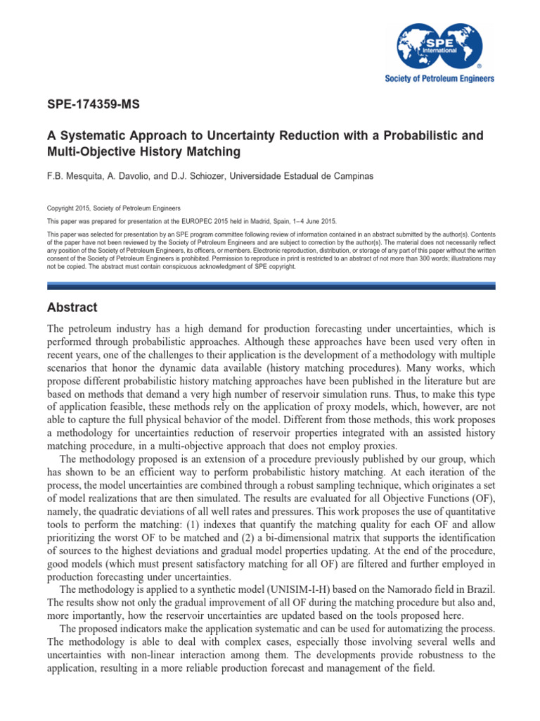 A Systematic Approach To Uncertainty Reduction With A Probabilistic and Multi-Objective History ...