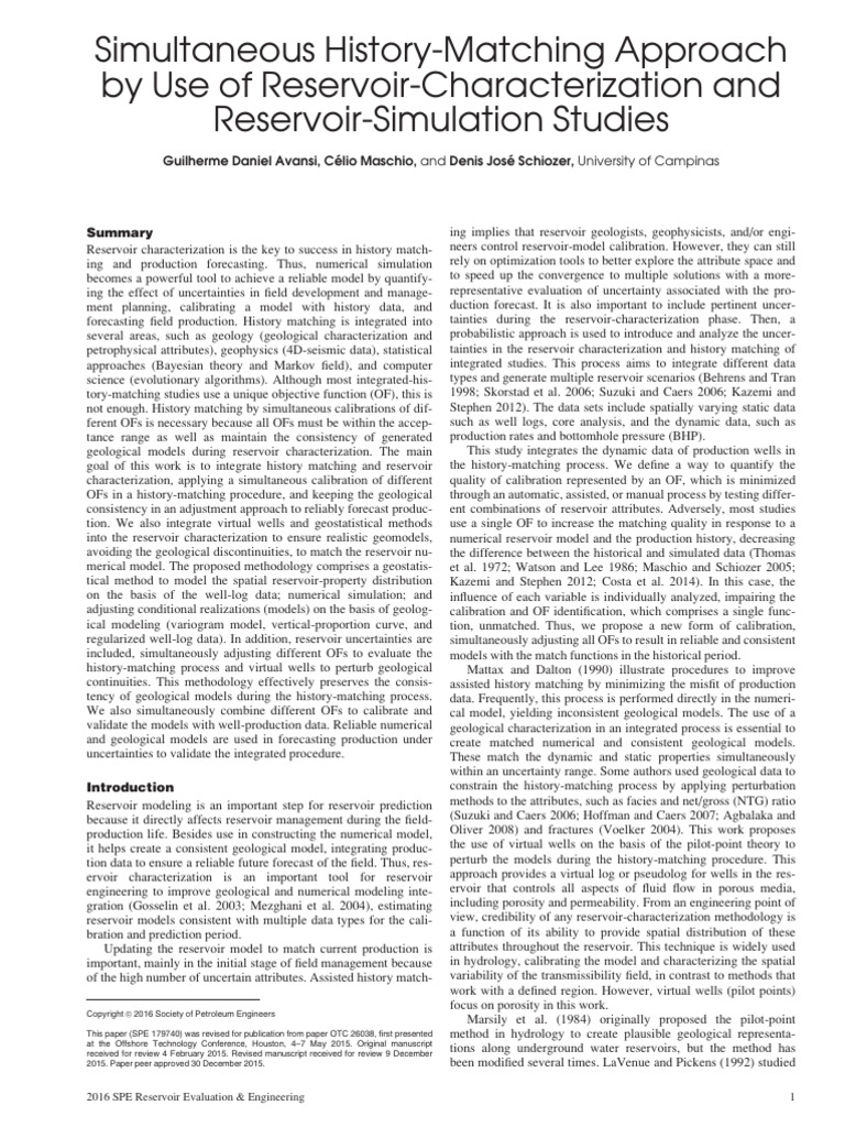 Simultaneous History-Matching Approch by Use of Reservoir ...