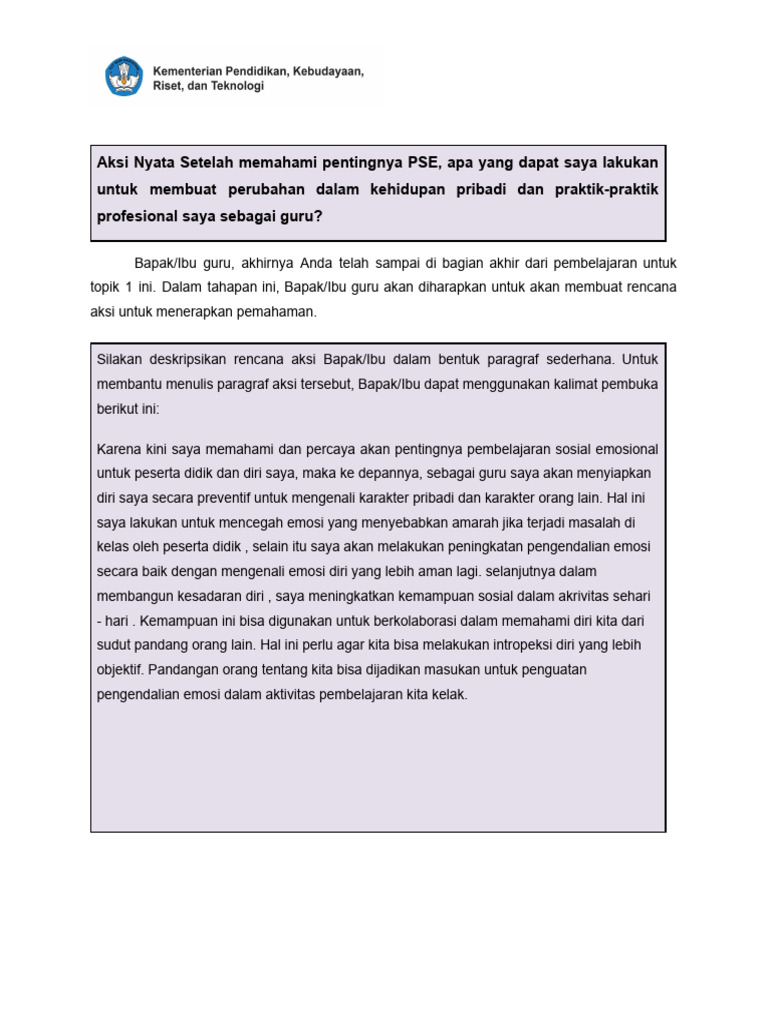 Topik 1 - Aksi Nyata | PDF | Pengembangan Diri