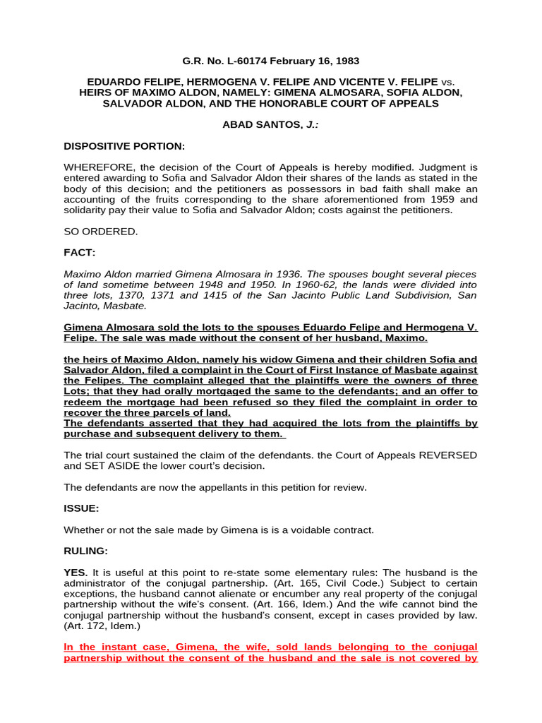 Eduardo Felipe Hermogena v. Felipe | PDF | Complaint | Public Law