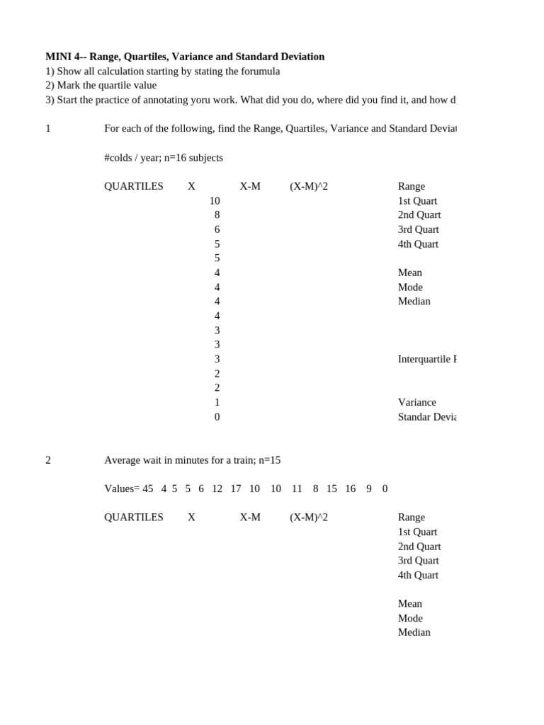 Statistics Practice for Students | PDF | Standard Deviation | Quartile