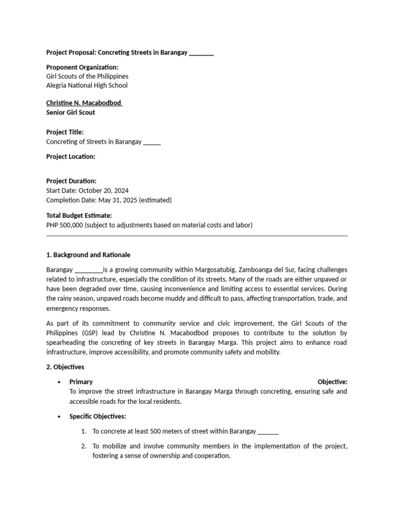 GSP Project Proposal | PDF | Concrete