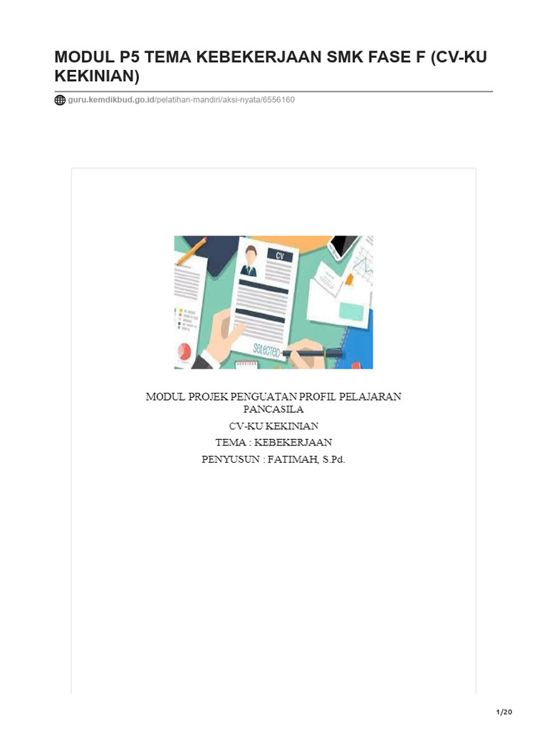 Guru - Kemdikbud.go - id-MODUL P5 TEMA KEBEKERJAAN SMK FASE F CV-KU KEKINIAN | PDF | Karier ...