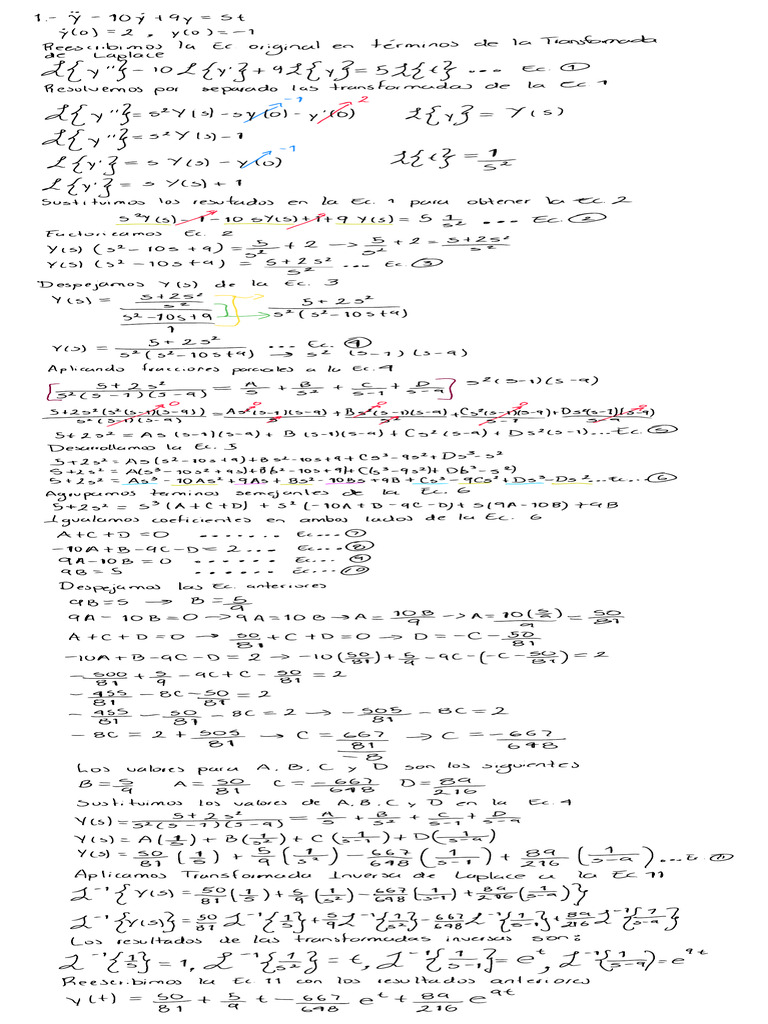 Ingeniería de Control Automático_Ejercicio Transformada de Laplace | PDF