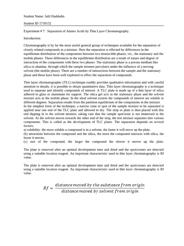 TLC | PDF | Thin Layer Chromatography | Chromatography