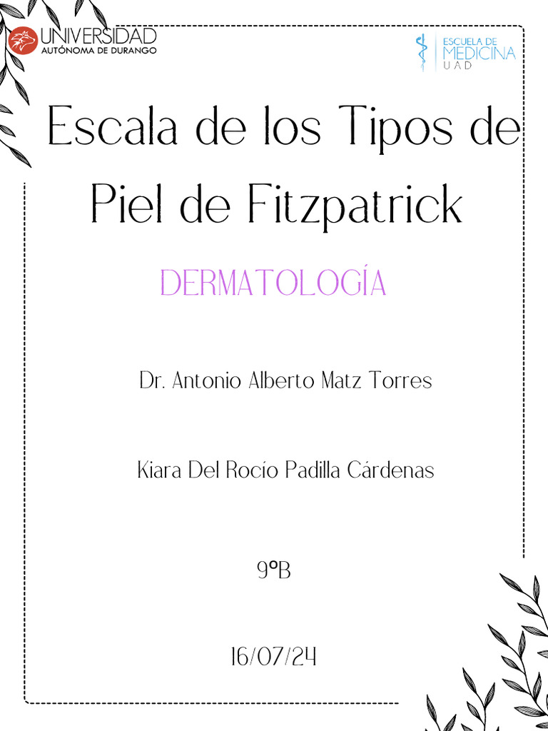 Escala de Los Tipos de Piel de Fitzpatrick | PDF | Color de piel humana ...