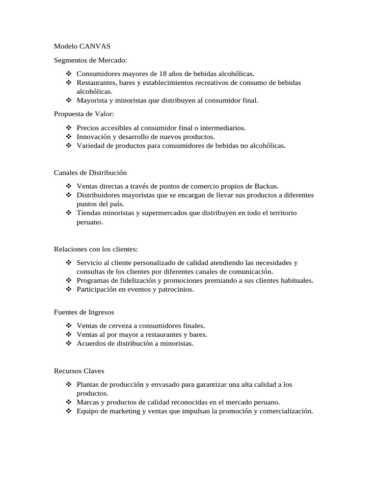 Modelo CANVAS de Backus | PDF