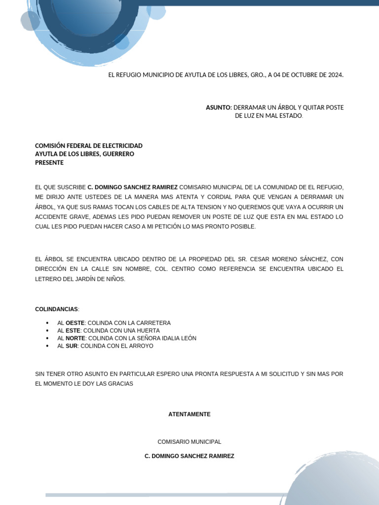 DERRAMAR UN ARBOL SOLICITUD | PDF
