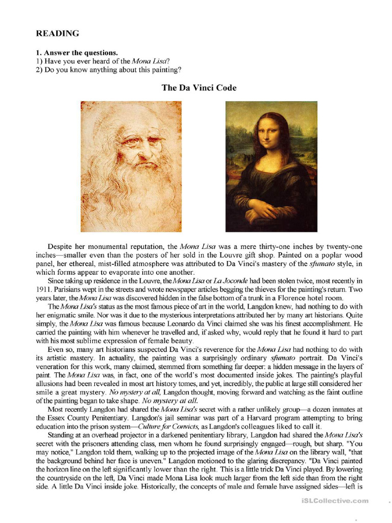 Conversation About Davinci and Mona Lisa | PDF