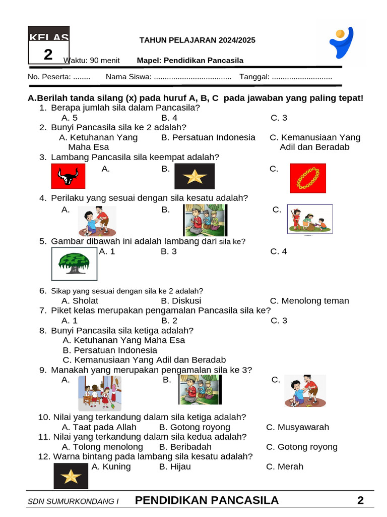 STS Kelas 2 Soal Pancasila | PDF