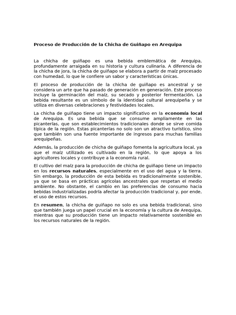 Chicha de Guiñapo: Proceso y Cultura | PDF