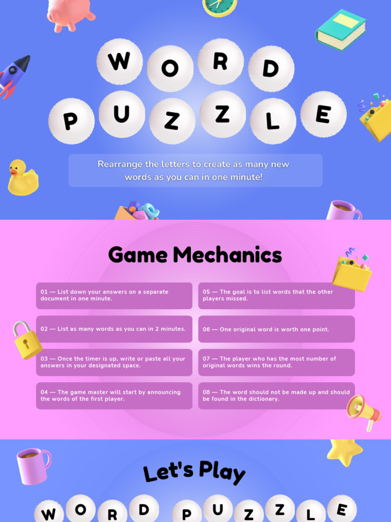 Word Listing Game Instructions | PDF | Language Arts & Discipline