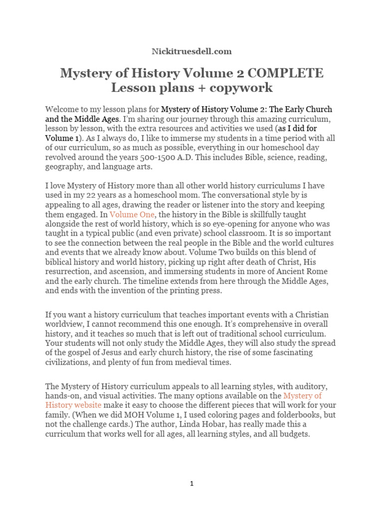 Mystery of History Volume 2 COMPLETE Lesson Plans | PDF | Paul The ...