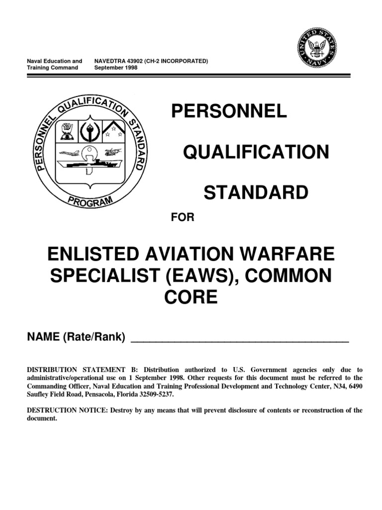 US Navy Course NAVEDTRA 43902 - Personnel Qualification Standard For Enlisted Aviation Warfare ...