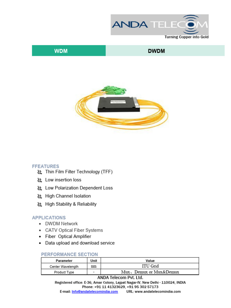 DWDM | PDF | Wavelength Division Multiplexing | Electronics