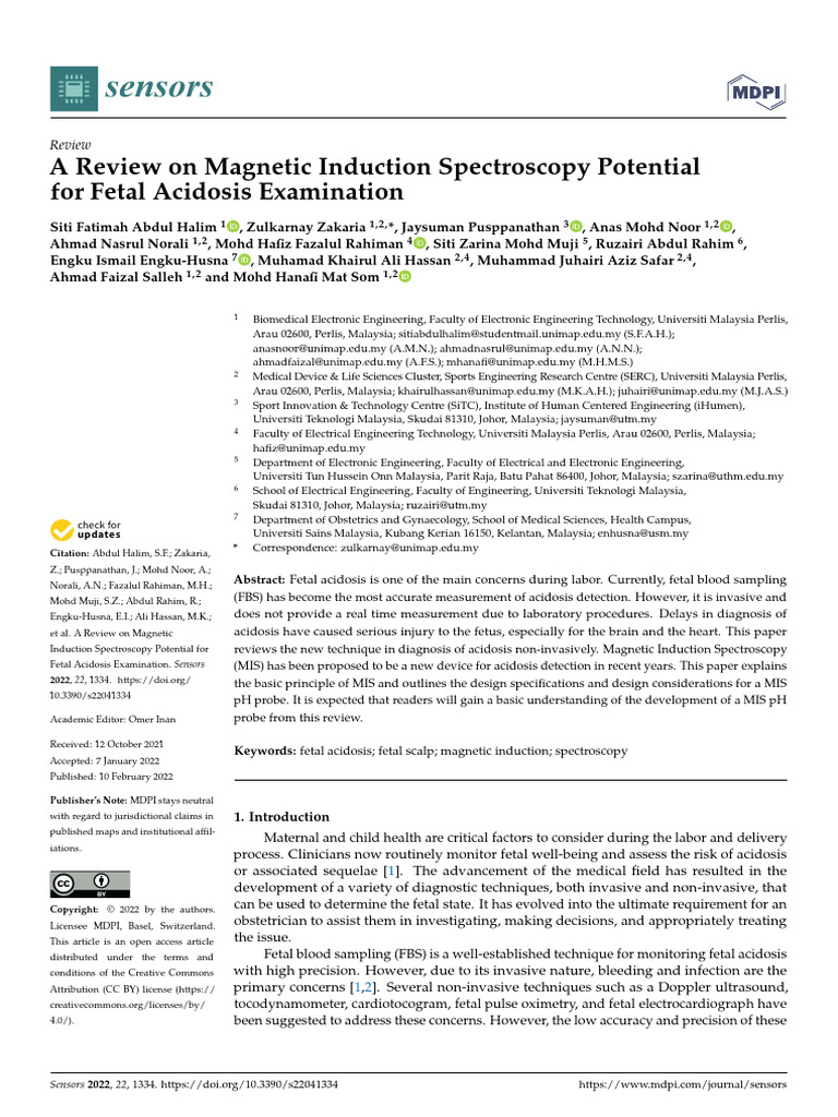 Sensors 22 01334 v2 | PDF | Lactic Acid | Homeostasis