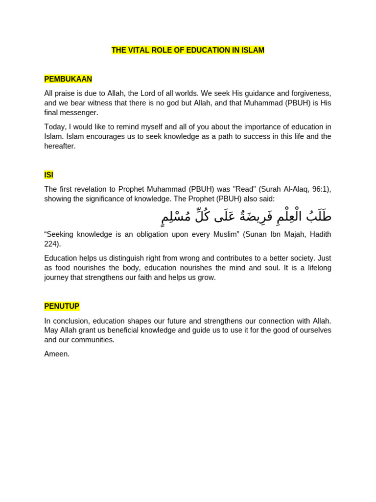 Khutbah B Inggris Awis | PDF