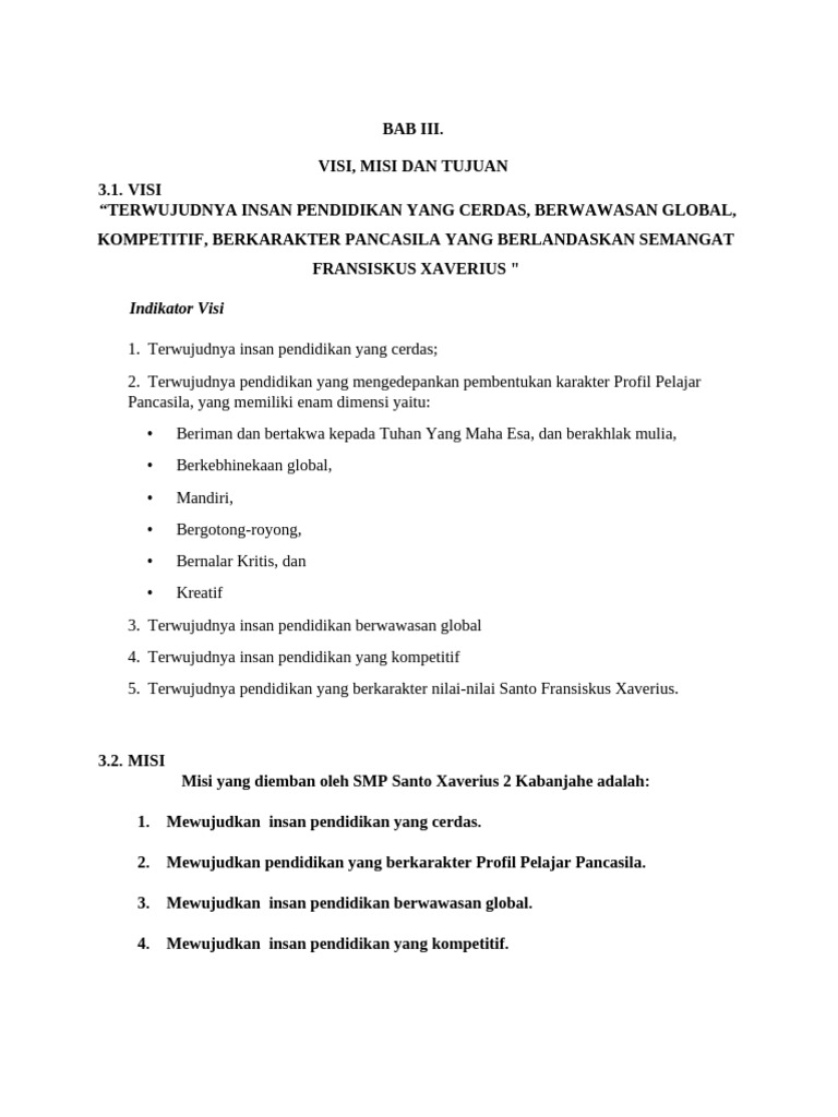 Visi, Misi Dan Tujuan | PDF | Ilmu Sosial | Seni