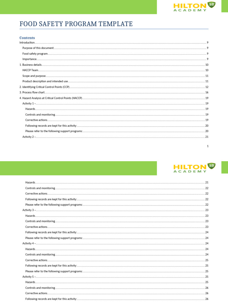SITXFSA008 - Food Safety Program Template..v1.1 | PDF | Food Safety ...
