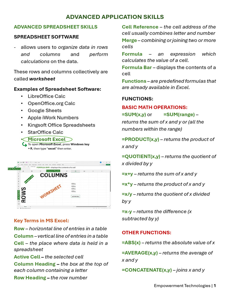 Advanced Excel - Presentation Skills | PDF | Spreadsheet | Microsoft Excel