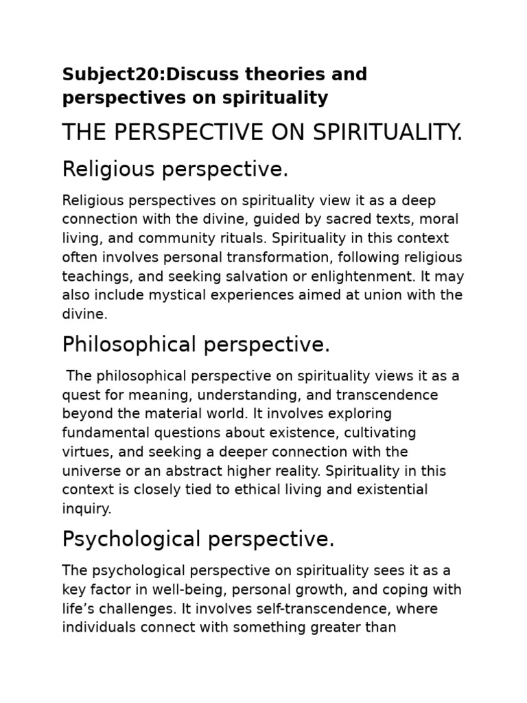 Theories and Perspectives on Spirituality | PDF | Spirituality | Mysticism