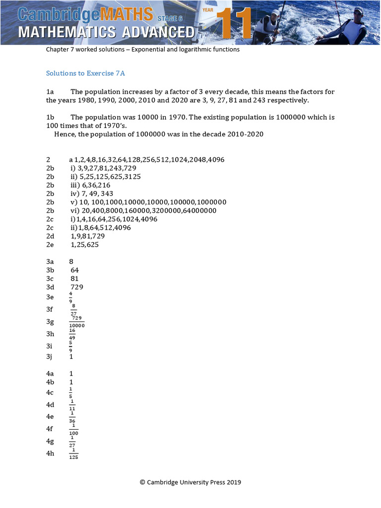 Chapter-7-worked-solutions | PDF | Logarithm | Exponential Function