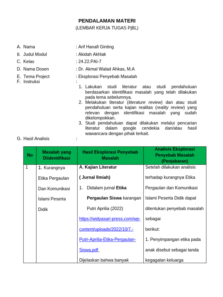 LK - TUGAS PjBL-Modul Profesional-Tema Project 2 | PDF | Karier & Perkembangan | Ilmu Sosial