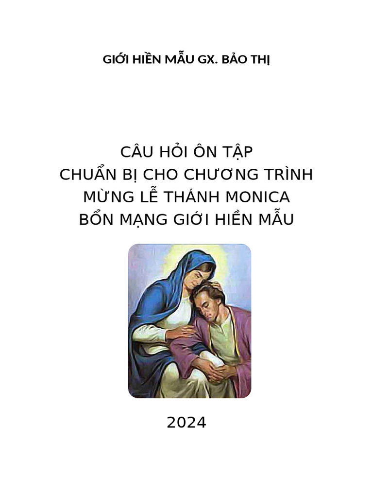 CÂU HỎI ÔN TẬP MỪNG LỄ MONICA - 27-08-2024 | PDF