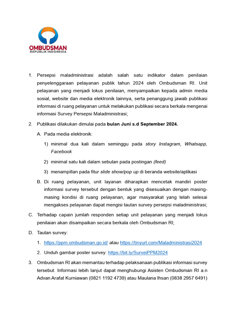 Survei PPM Ombudsman RI 2024 | PDF Survei PPM Ombudsman RI 2024 | PDF