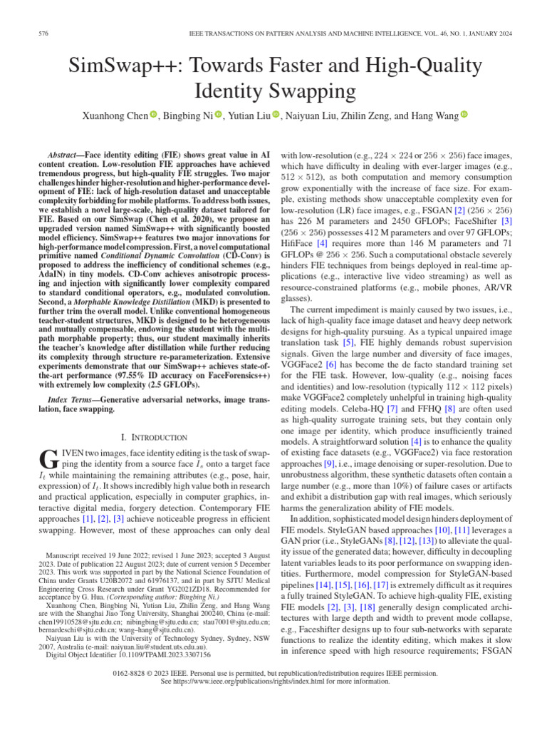 SimSwap Towards Faster and High-Quality Identity Swapping | PDF | Image Segmentation | Data ...