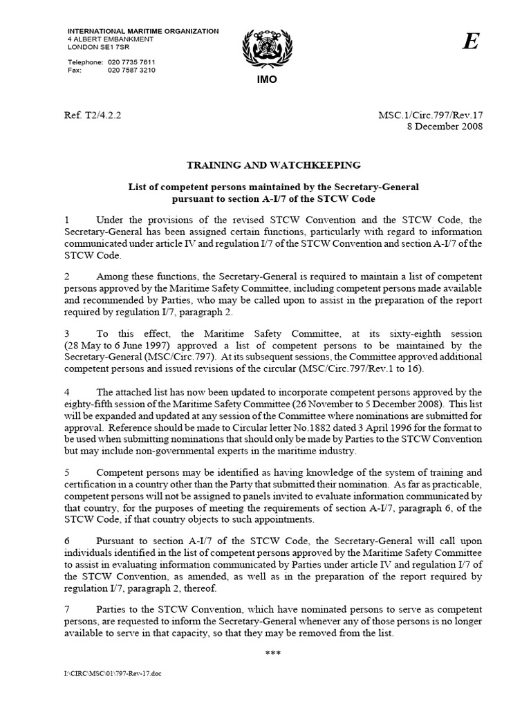 MSC 1-Circ 797-Rev 17 | PDF | Shipping | Water Transport