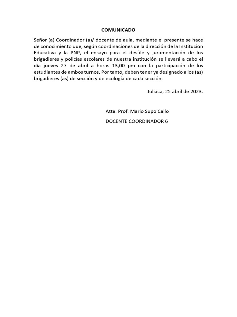Comunicado Comite de Disciplina 2 | PDF
