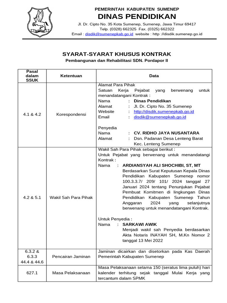 SSK Kontrak Konstruksi 2024 | PDF