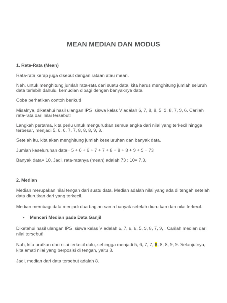 Mean Median Dan Modus | PDF